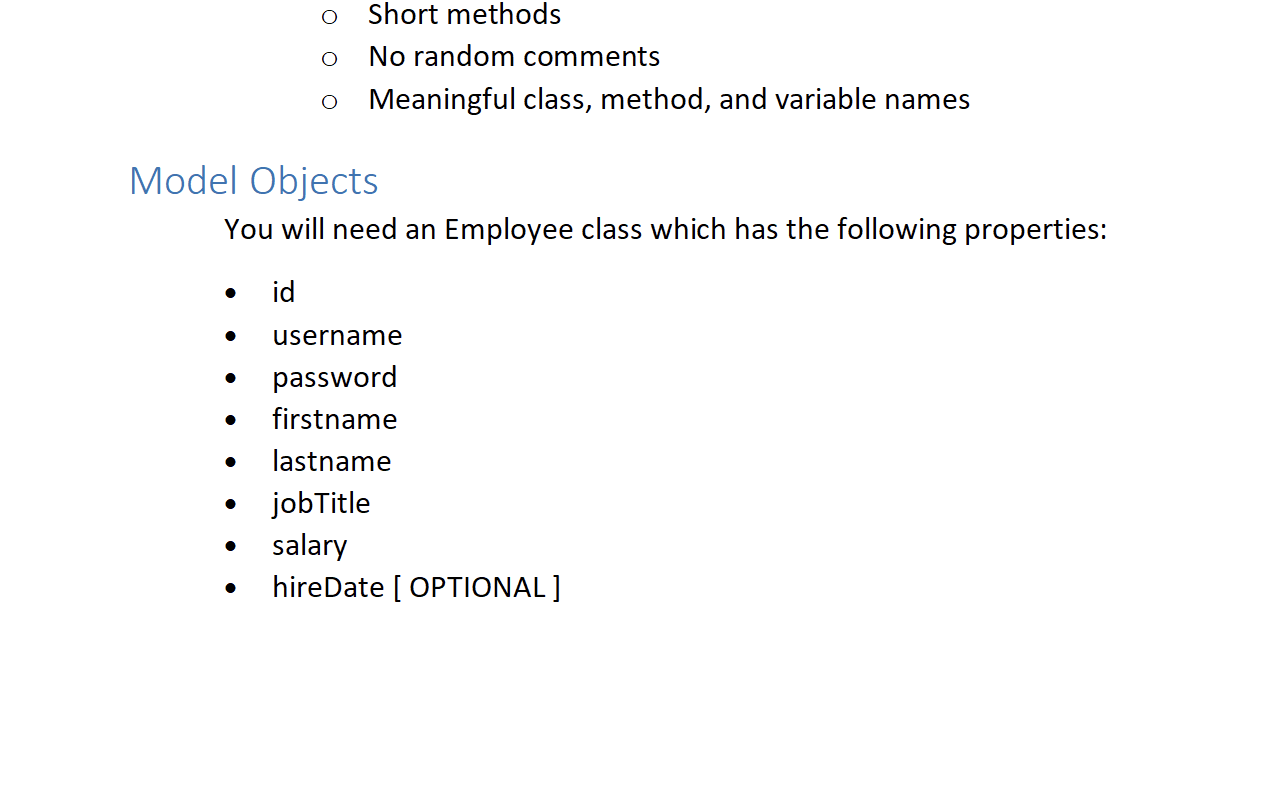 Solved Short methods No random comments Meaningful class, | Chegg.com