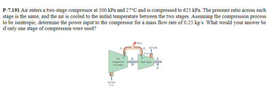 Solved P-7.191 Air enters a two-stage compressor at 100 kPa | Chegg.com