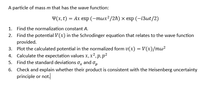 Solved A particle of mass m that has the wave function: | Chegg.com