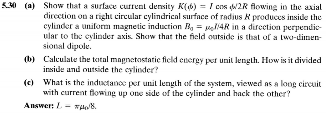 Solved 5.30 (a) ﻿Show that a surface current density | Chegg.com