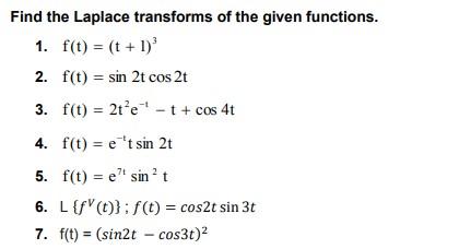 [Solved]: Find the Laplace transforms of the given functio