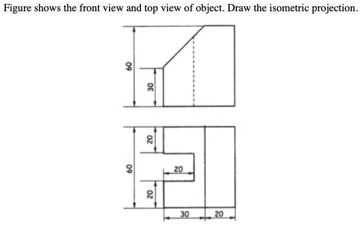 Solved Figure shows the front view and top view of object. | Chegg.com
