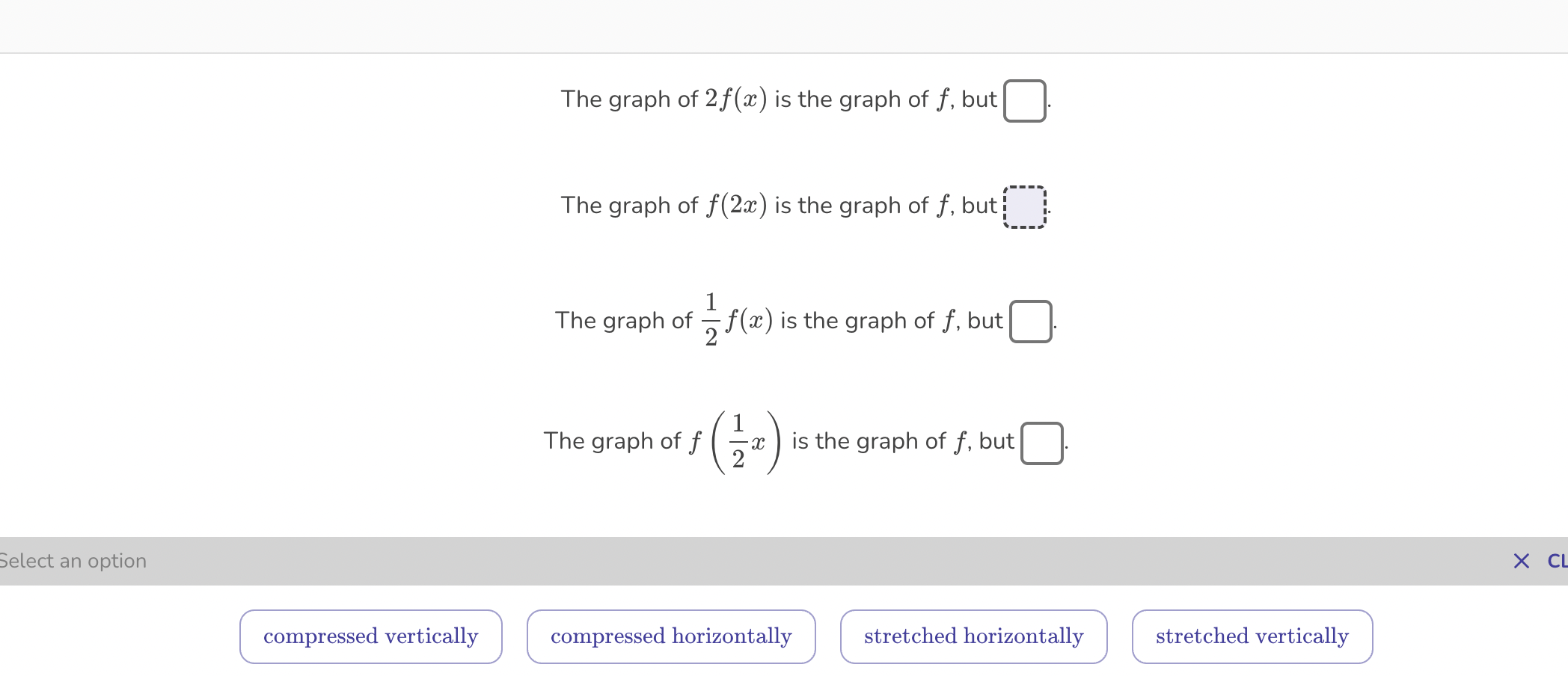 Solved The graph of 2f(x) is the graph of f, but The graph | Chegg.com