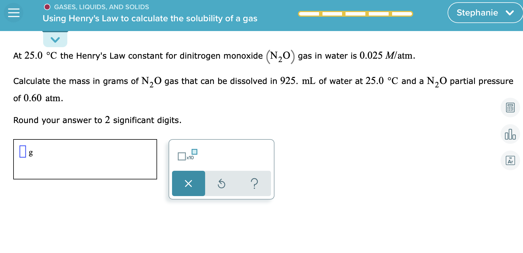 Solved GASES, LIQUIDS, AND SOLIDS Using Henry's Law to | Chegg.com