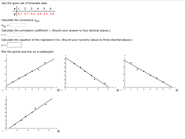 Solved Use the given set of bivariate data. x 1 2 3 4 5 y | Chegg.com
