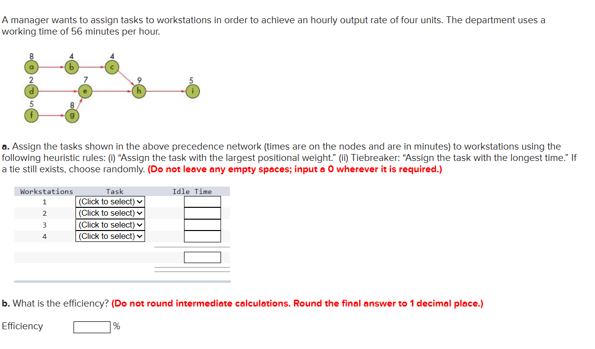 Solved A manager wants to assign tasks to workstations in | Chegg.com