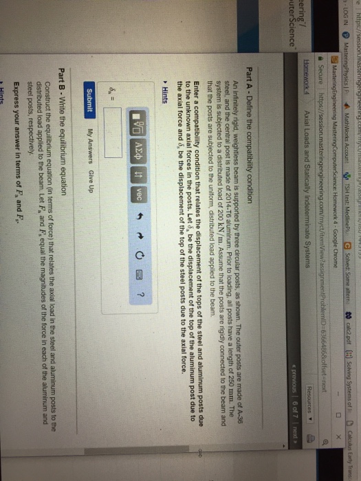 Solved Axial Loads and Statically Indeterminate Systems | Chegg.com
