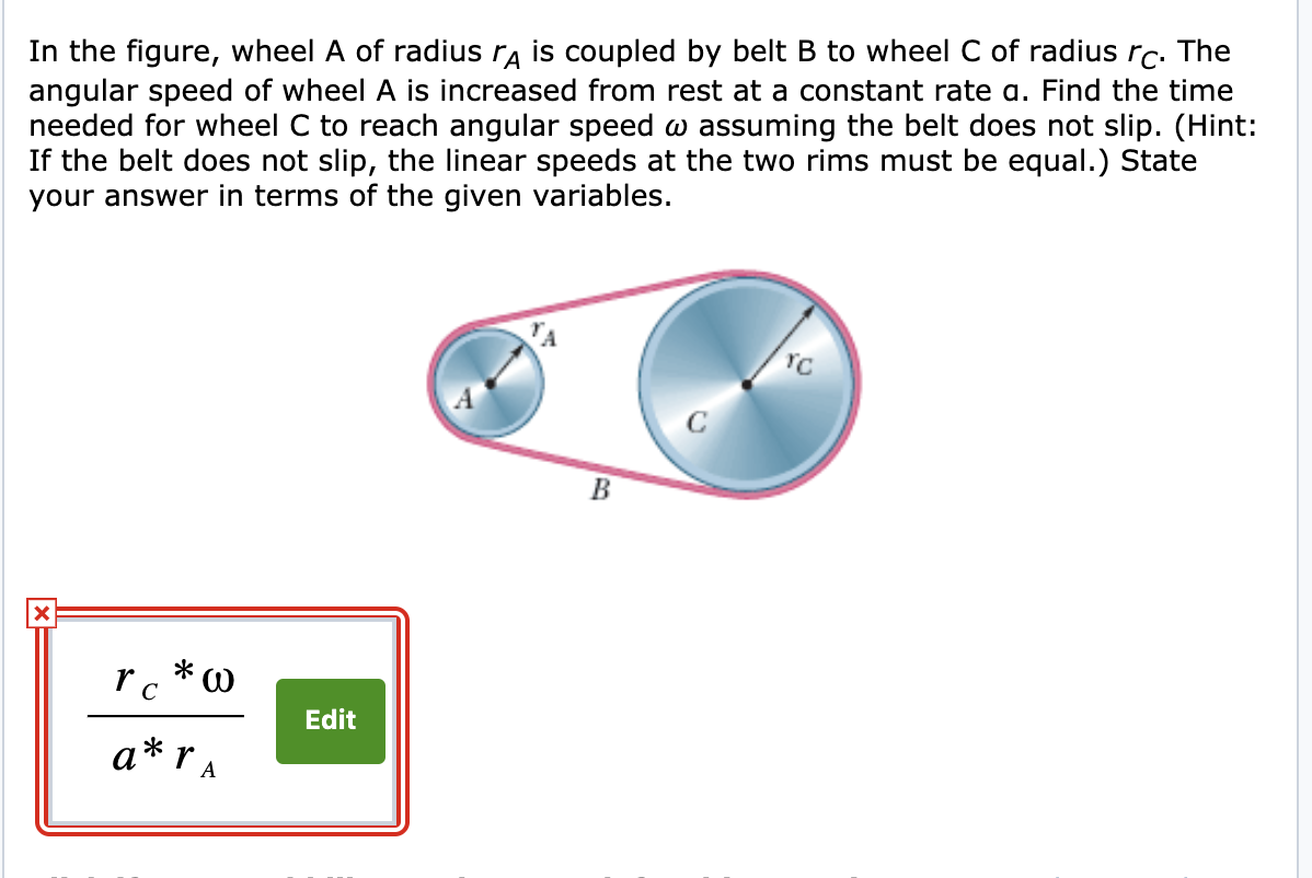 Solved In the figure, wheel A of radius rA is coupled by | Chegg.com
