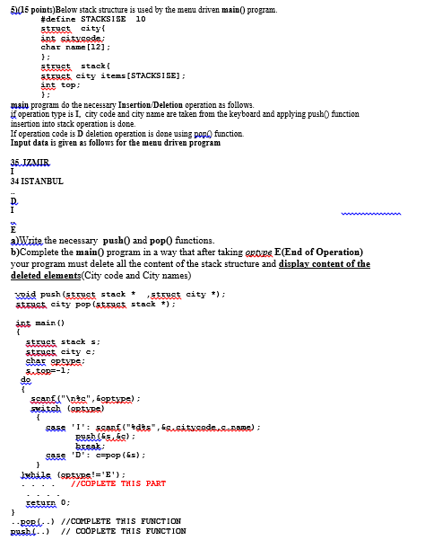 Solved 2015 points)Below stack structure is used by the menu | Chegg.com