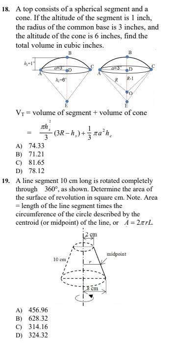 Solved 18. A top consists of a spherical segment and a cone. | Chegg.com