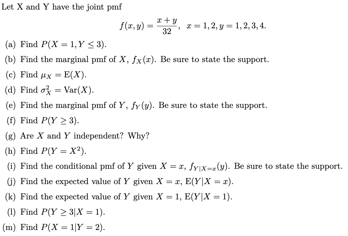Solved Let X and Y have the joint pmf | Chegg.com