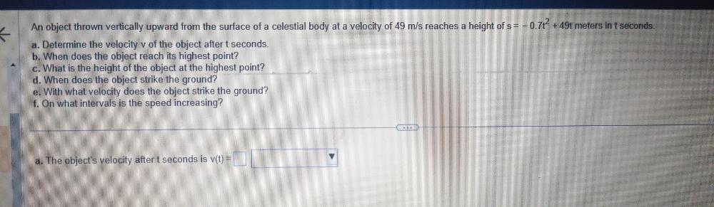 Solved An object thrown vertically upward from the surface | Chegg.com