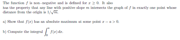 Solved The function f is non-negative and is defined for r > | Chegg.com