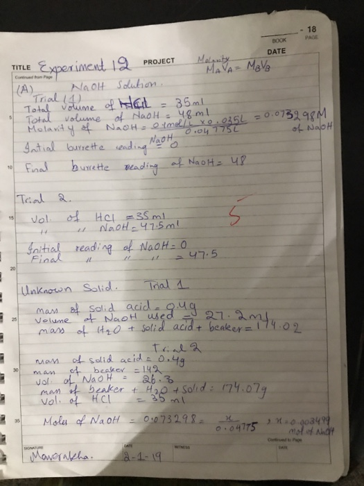 Solved This is my data! How to do all the calculations and | Chegg.com