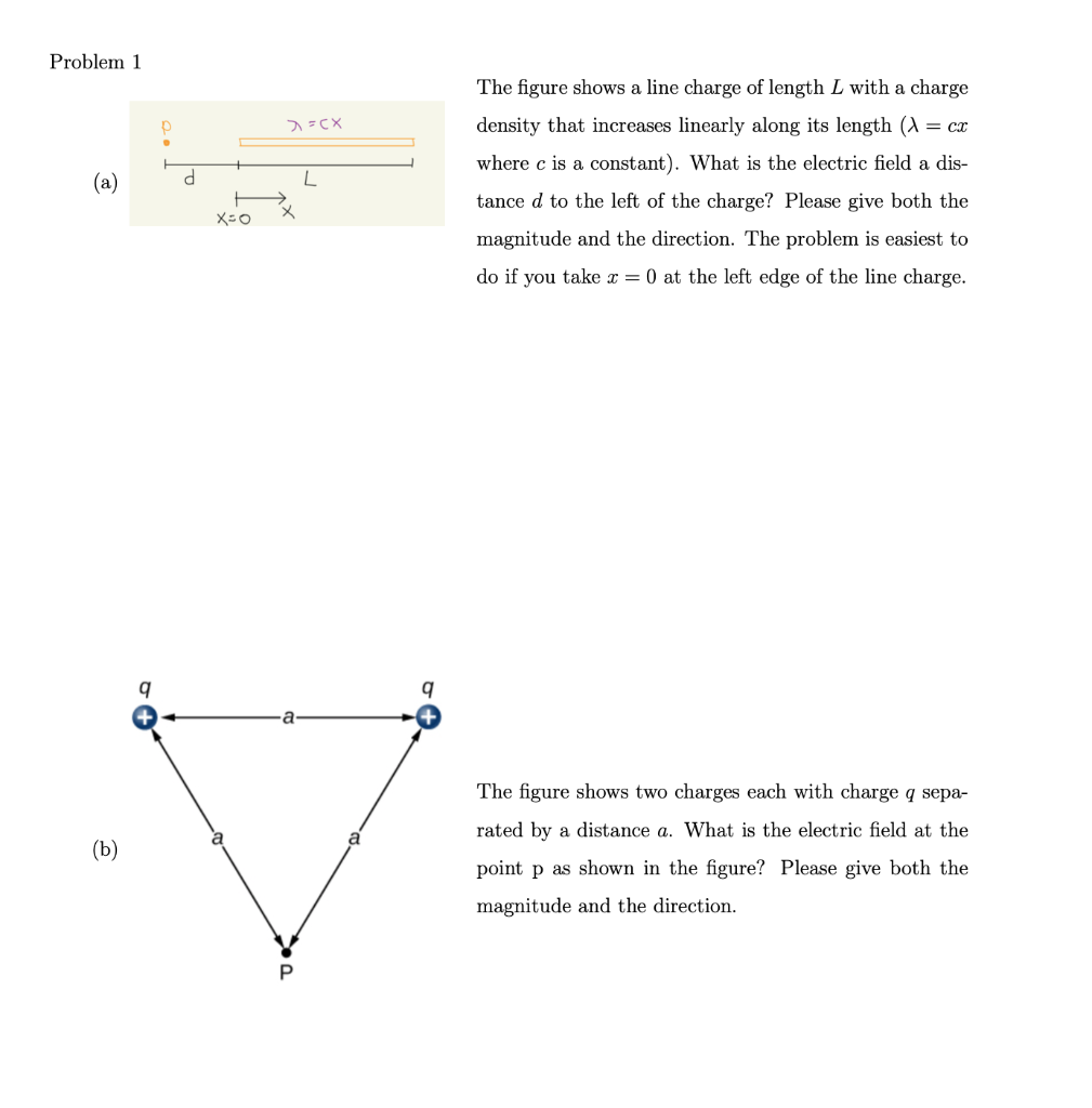 Solved Problem 1 2-CX d (a) L The figure shows a line charge | Chegg.com