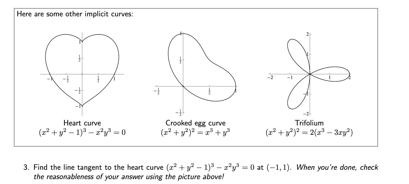 Solved Here are some other implicit curves: - -2 - -2 Heart | Chegg.com
