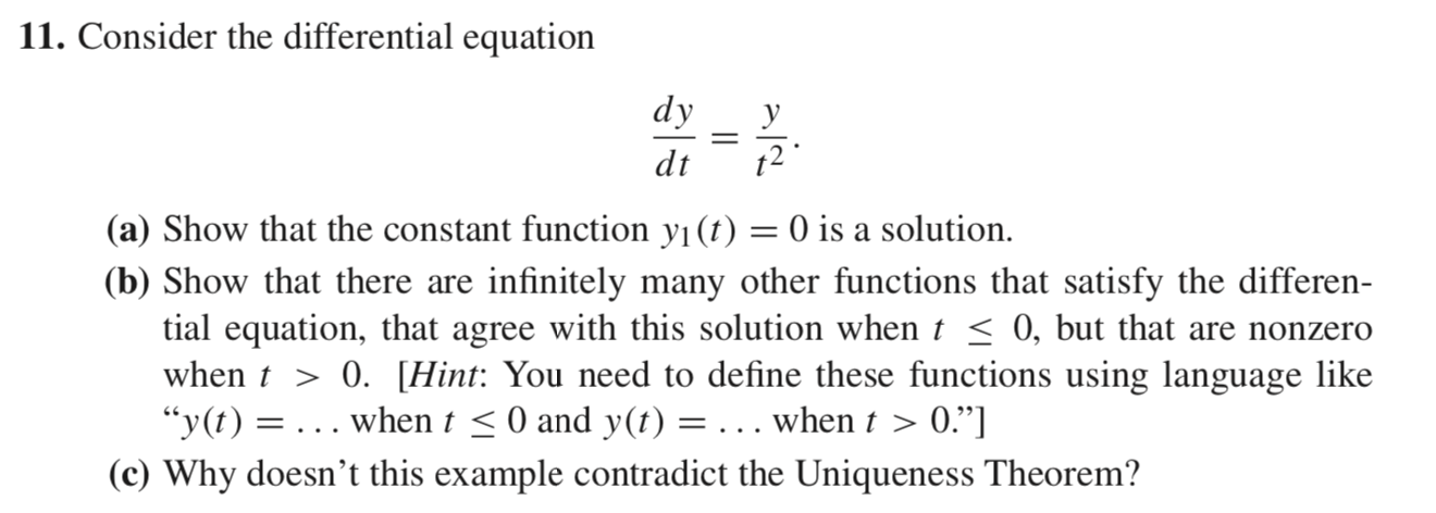 Solved 11. Consider the differential equation dy dt = у t2 | Chegg.com