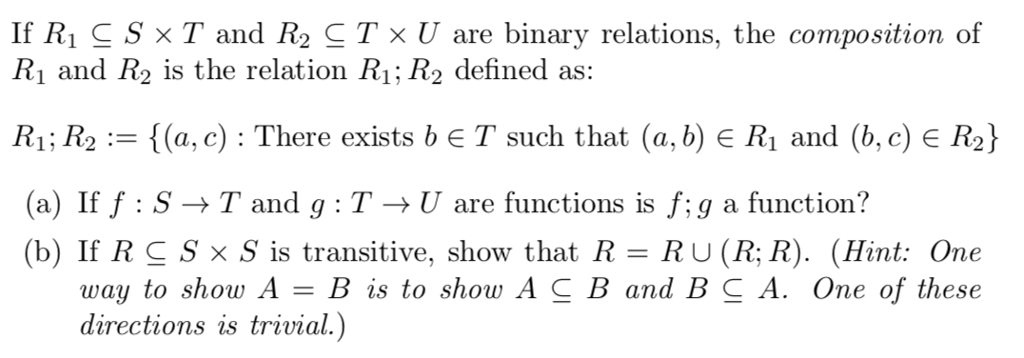 Solved If Ri-S × T and R2-T × U are binary relations, the | Chegg.com