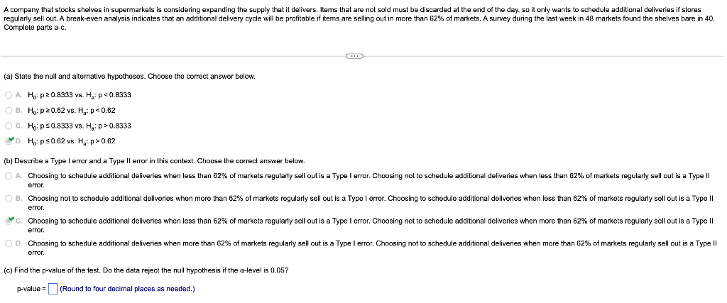 Solved Complete parts a-c. (a) State the null and | Chegg.com
