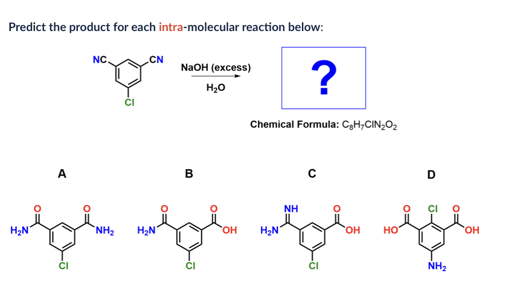 Solved Predict the product for each intra-molecular reaction | Chegg.com