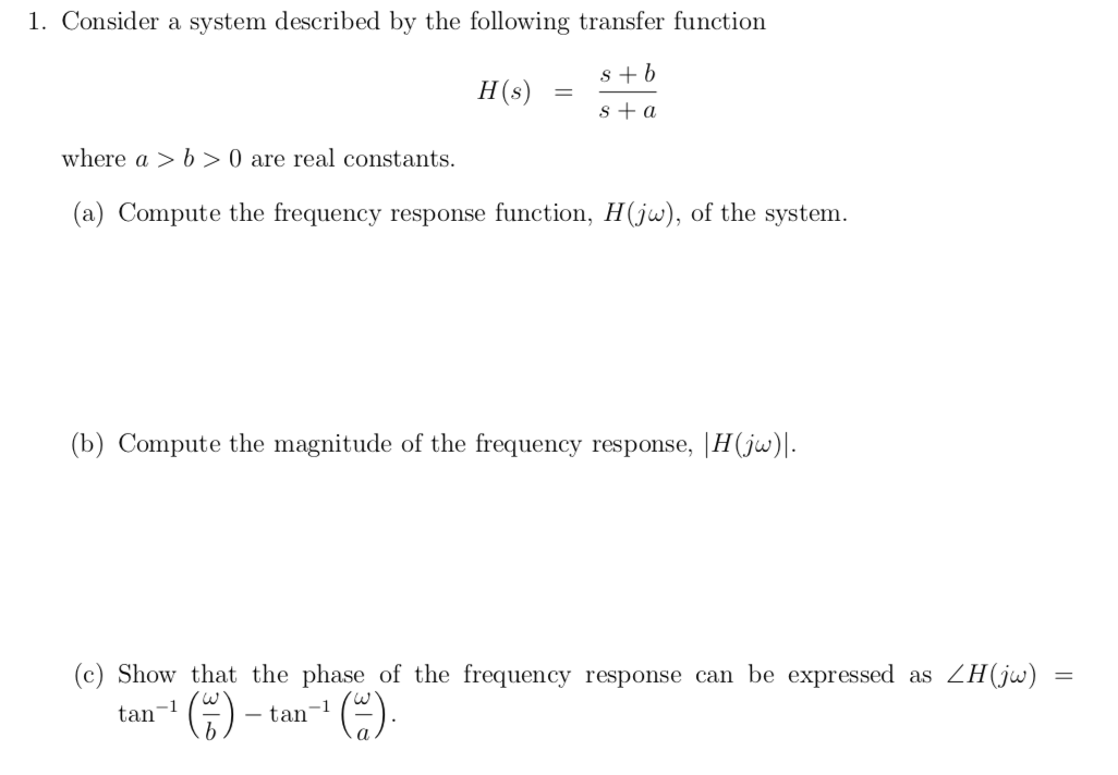 Solved Consider the system described by the transfer | Chegg.com