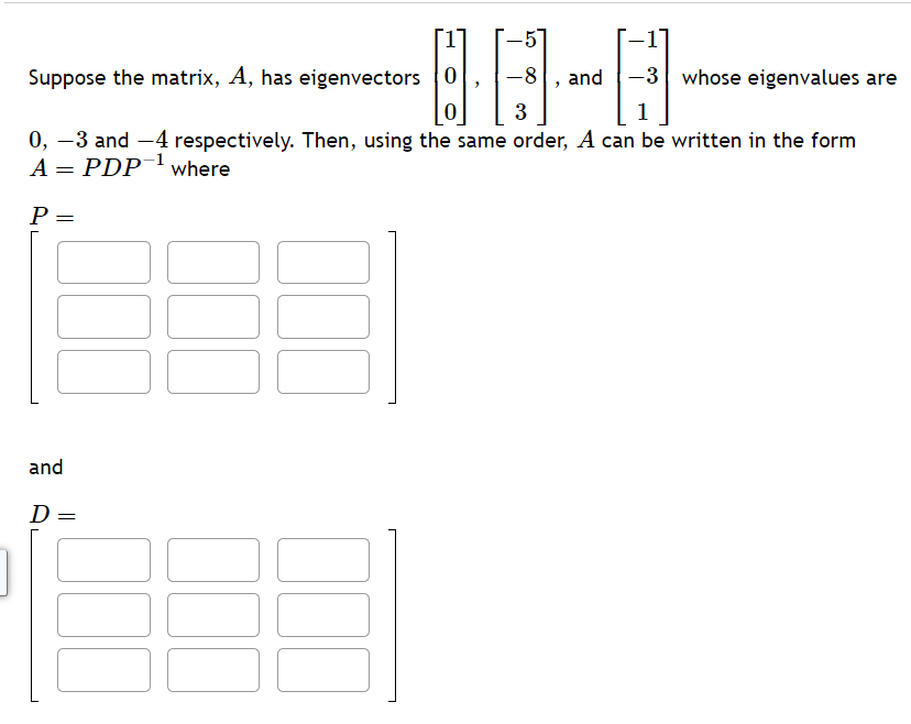 Solved Suppose the matrix, A, ﻿has eigenvectors | Chegg.com