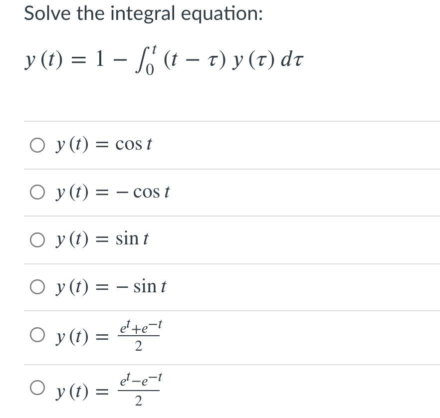 Solved Solve the integral equation: | Chegg.com