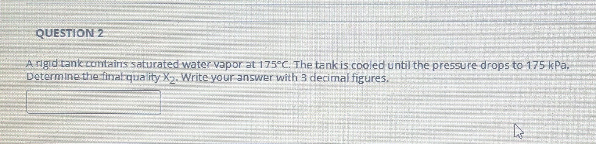Solved QUESTION 2A rigid tank contains saturated water vapor | Chegg.com