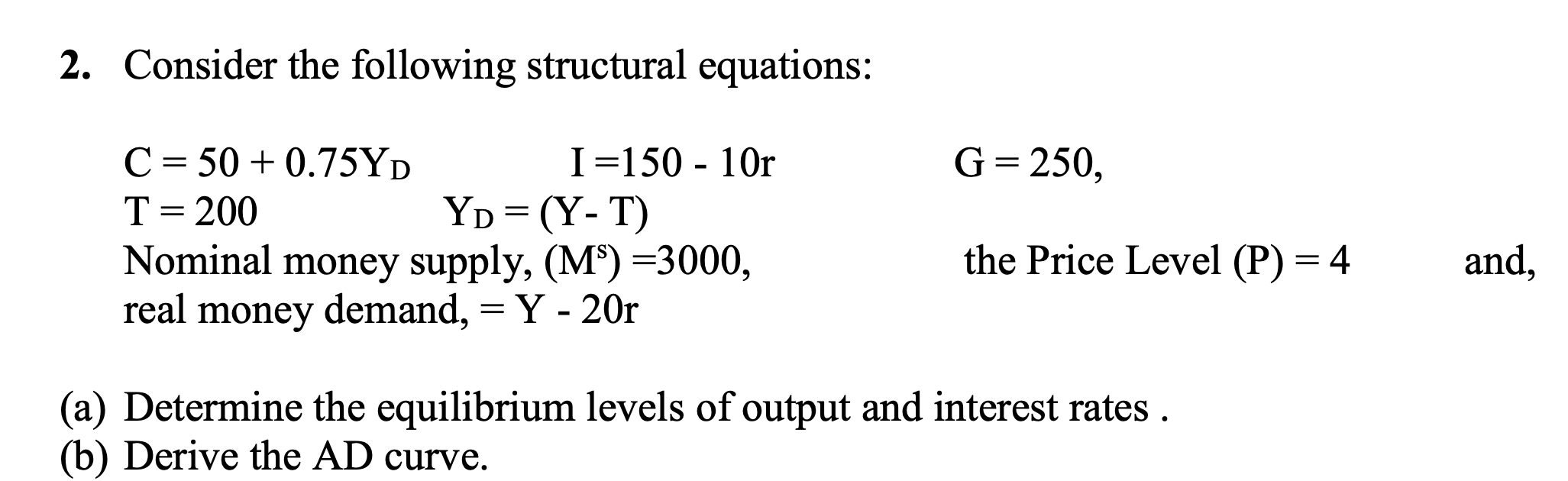 Solved 2. Consider the following structural equations: | Chegg.com