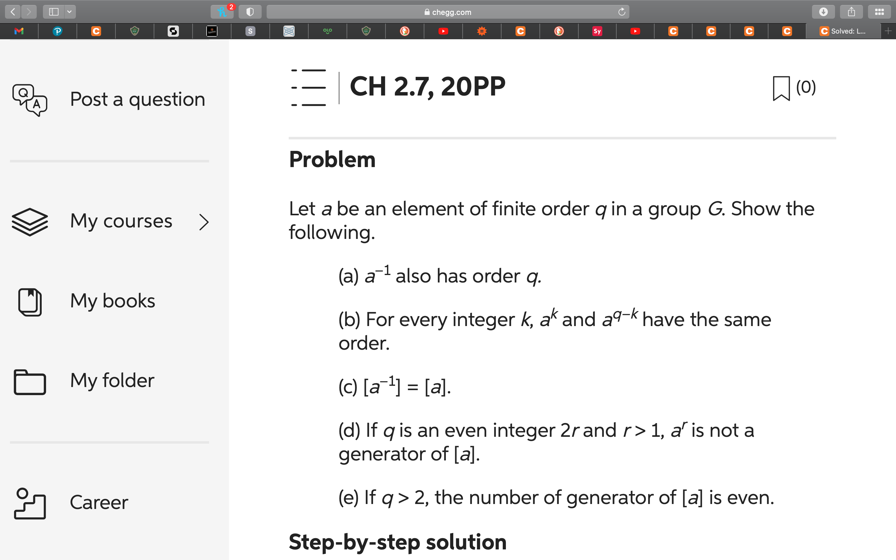 Solved Post a question $ My courses > My books My folder | Chegg.com