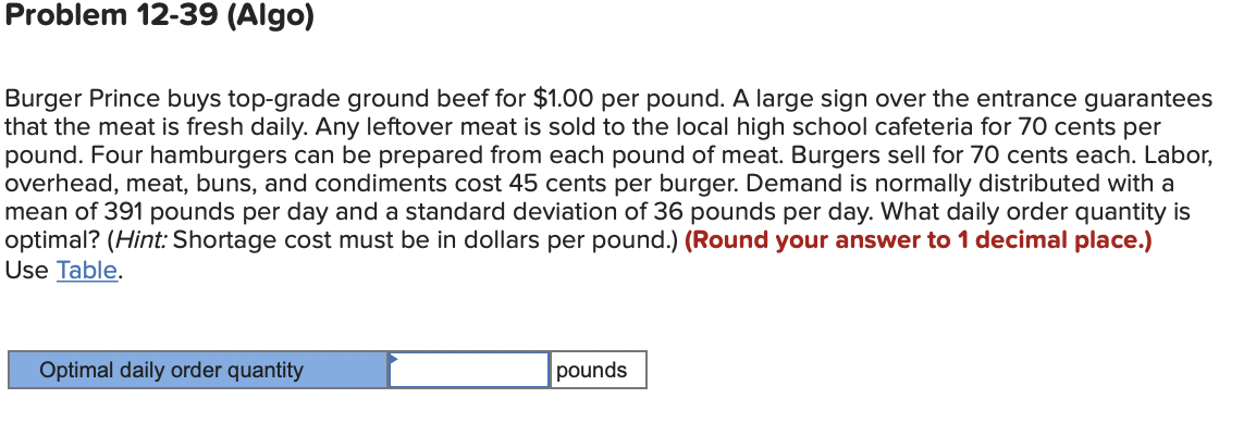 Solved Chapter 12, ﻿Problem 39Burger Prince buys top-grade | Chegg.com