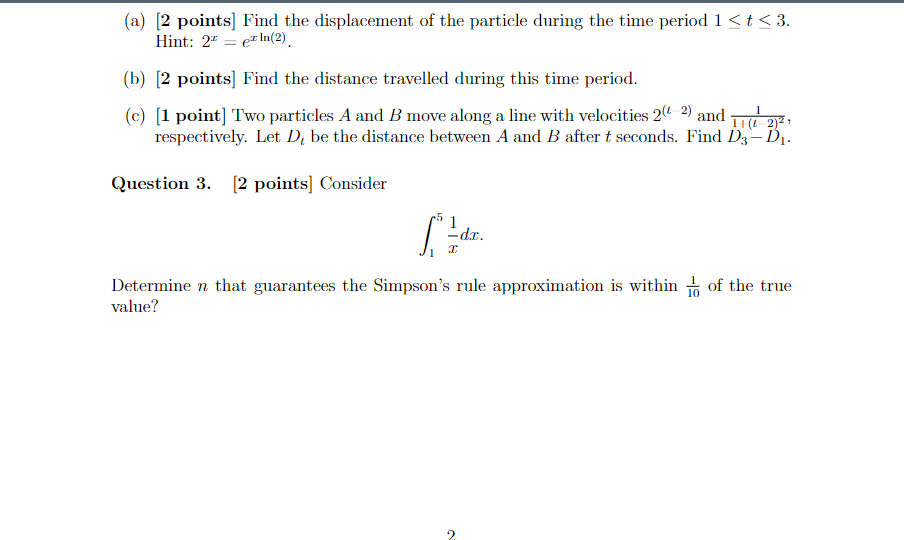Solved (a) [2 points ] Find the displacement of the particle | Chegg.com