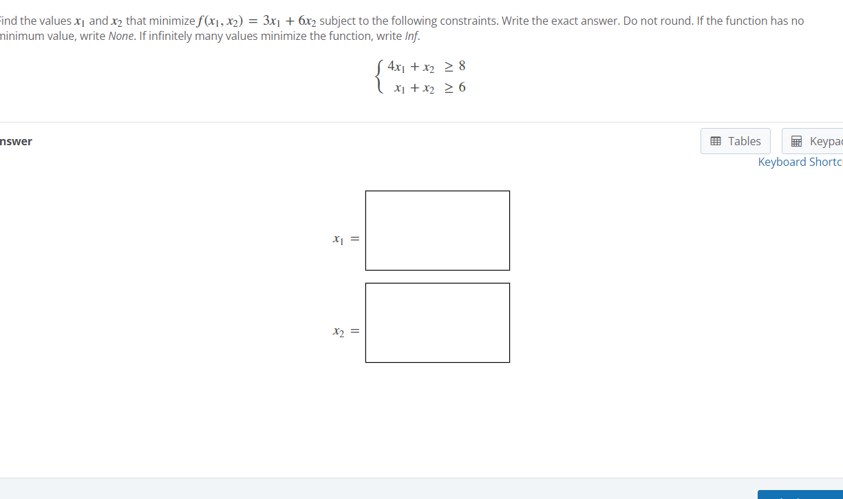 Solved -ind the values x1 ﻿and x2 ﻿that minimize | Chegg.com