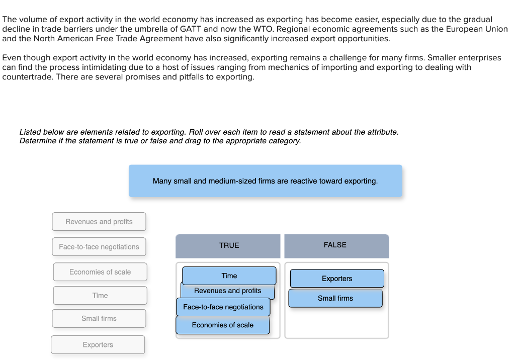 Solved The volume of export activity in the world economy | Chegg.com