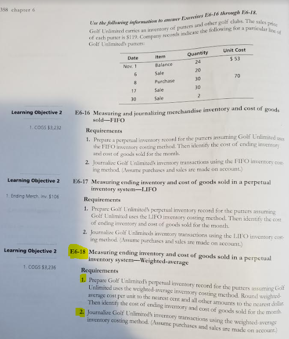 Solved Use the folowing information to answer Exercises | Chegg.com