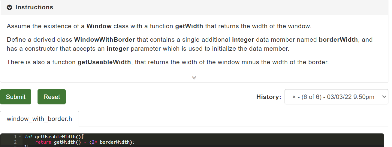 Solved Instructions Assume the existence of a Window class | Chegg.com