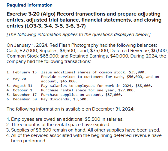 Solved Required information Exercise 3-20 (Algo) Record | Chegg.com