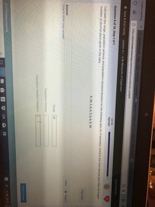 Solved co O Save & End Certify Lesson: 4.1-4.3b Measures of | Chegg.com