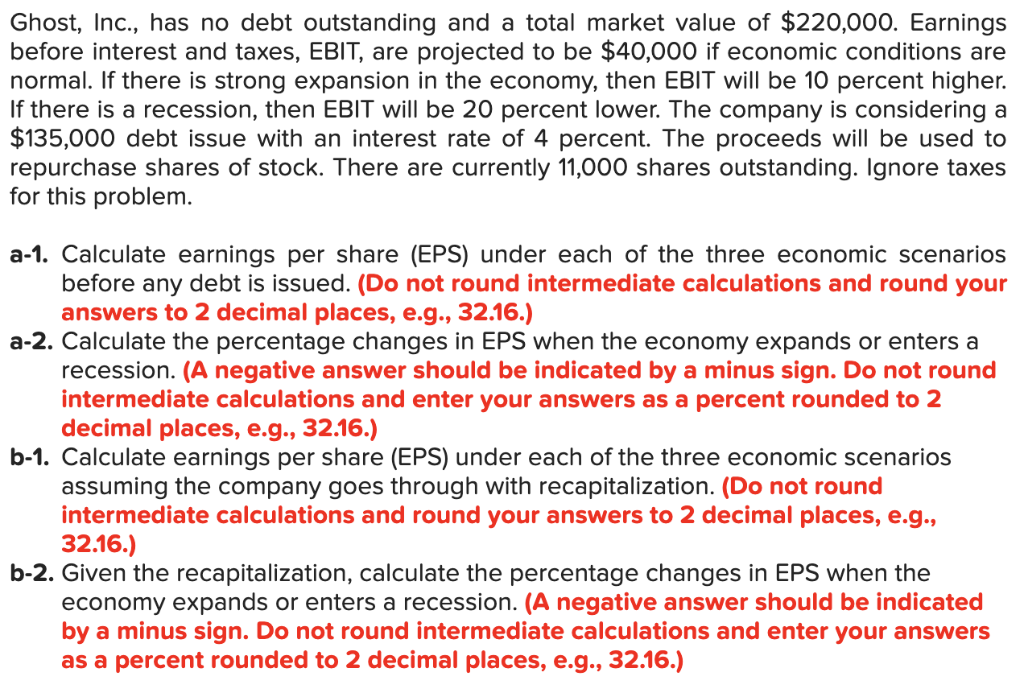Solved a-1. Recession EPS Normal EPS Expansion EPS a-2. | Chegg.com