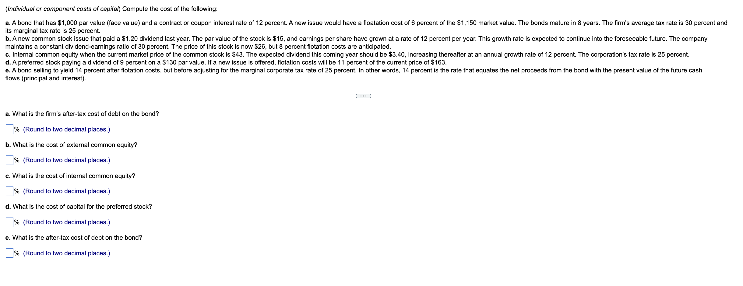Solved (Individual or component costs of capital) Compute | Chegg.com