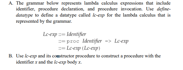 Solved A. The grammar below represents lambda calculus | Chegg.com