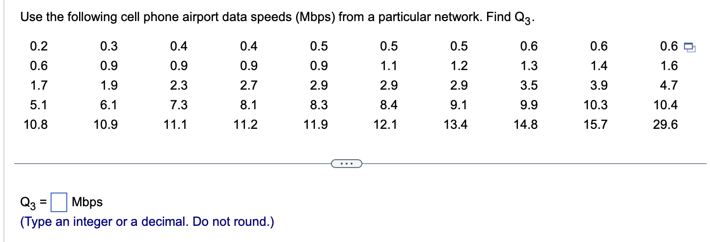 Solved Q3= Mbps (Type an integer or a decimal. Do not | Chegg.com