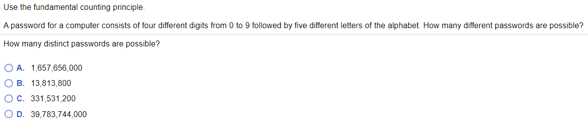 Solved Use the fundamental counting principle. A password | Chegg.com