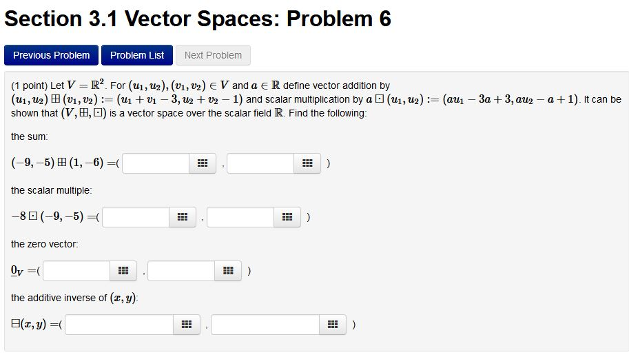 Solved Section 31 Vector Spaces Problem 6 Previous Problem 