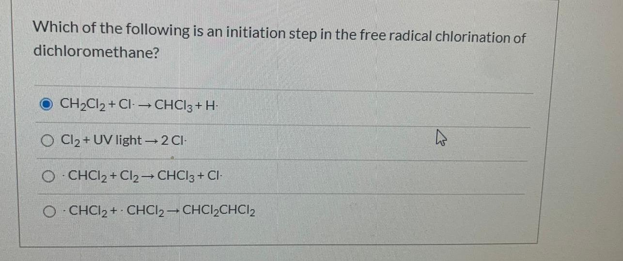 Solved Which of the following is an initiation step in the | Chegg.com