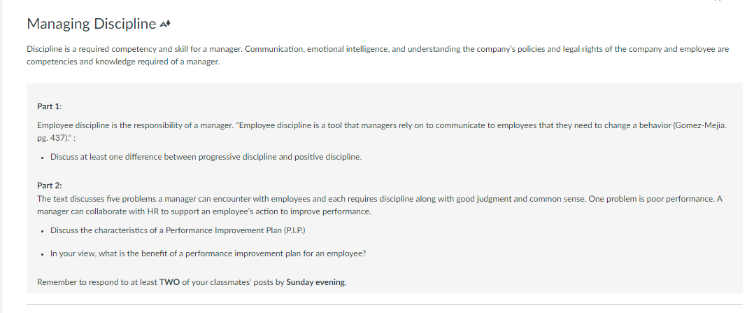 Solved Managing Discipline At Discipline is a required | Chegg.com