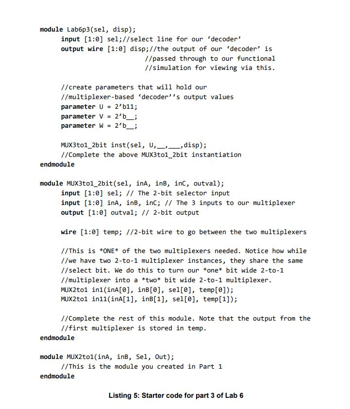 Solved Three to One Multiplexer For this part of the lab, we | Chegg.com