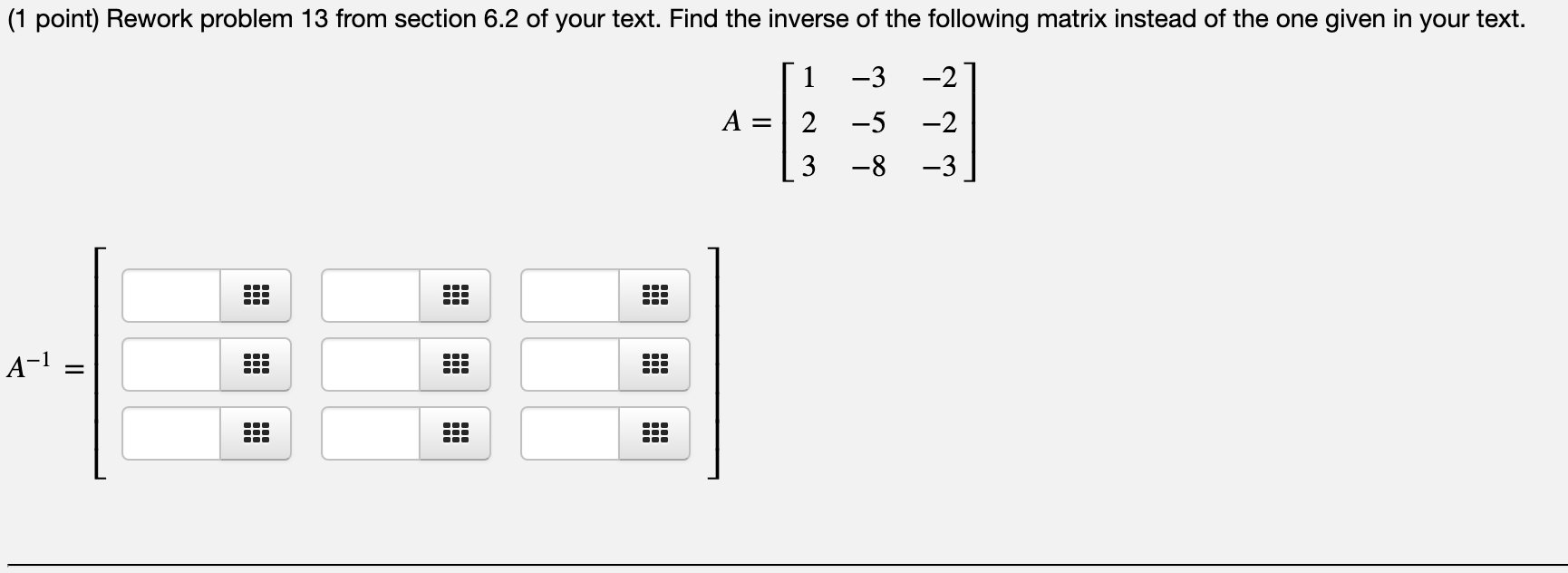 Solved (1 point) Rework problem 13 from section 6.2 of your | Chegg.com