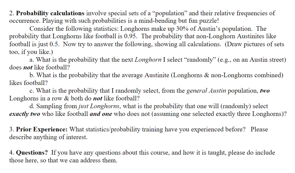 Solved 2. Probability calculations involve special sets of a | Chegg.com