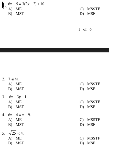 Solved ME - mathematical expression; MST - mathematical | Chegg.com